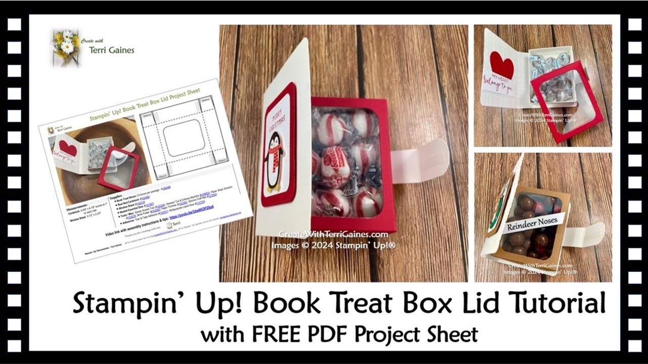 Stampin' Up! Book Treat Box Lid Tutorial with PDF Project Sheet - YouTube