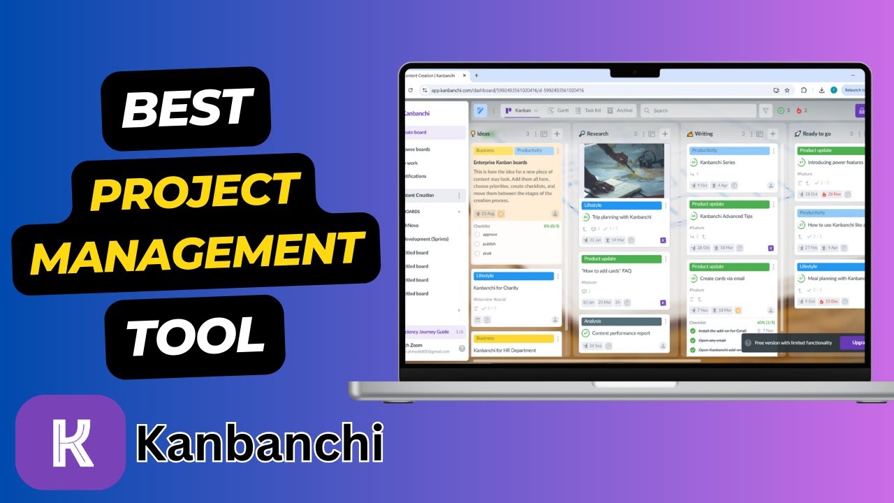 Best Project Management Tool | Kanbanchi Full Review & Tutorial - YouTube