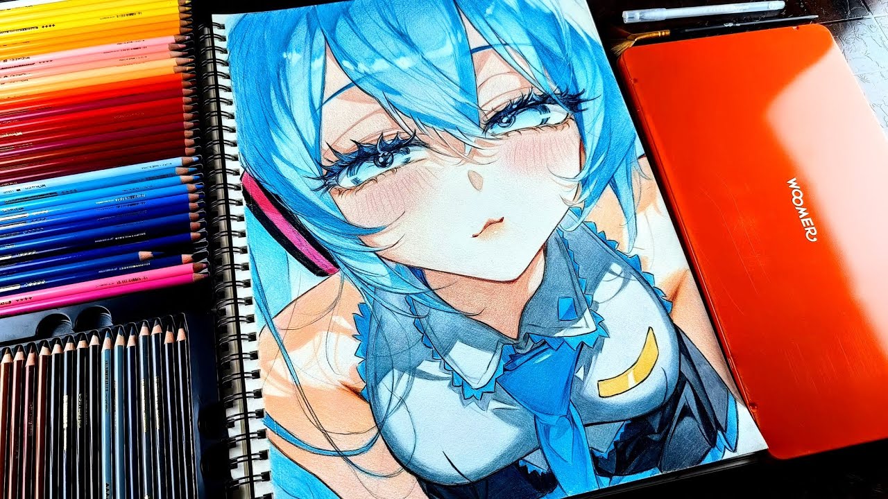 Miku Drawing Tutorial With Woomer Colour Pencil / Miku Drawing Colour ...