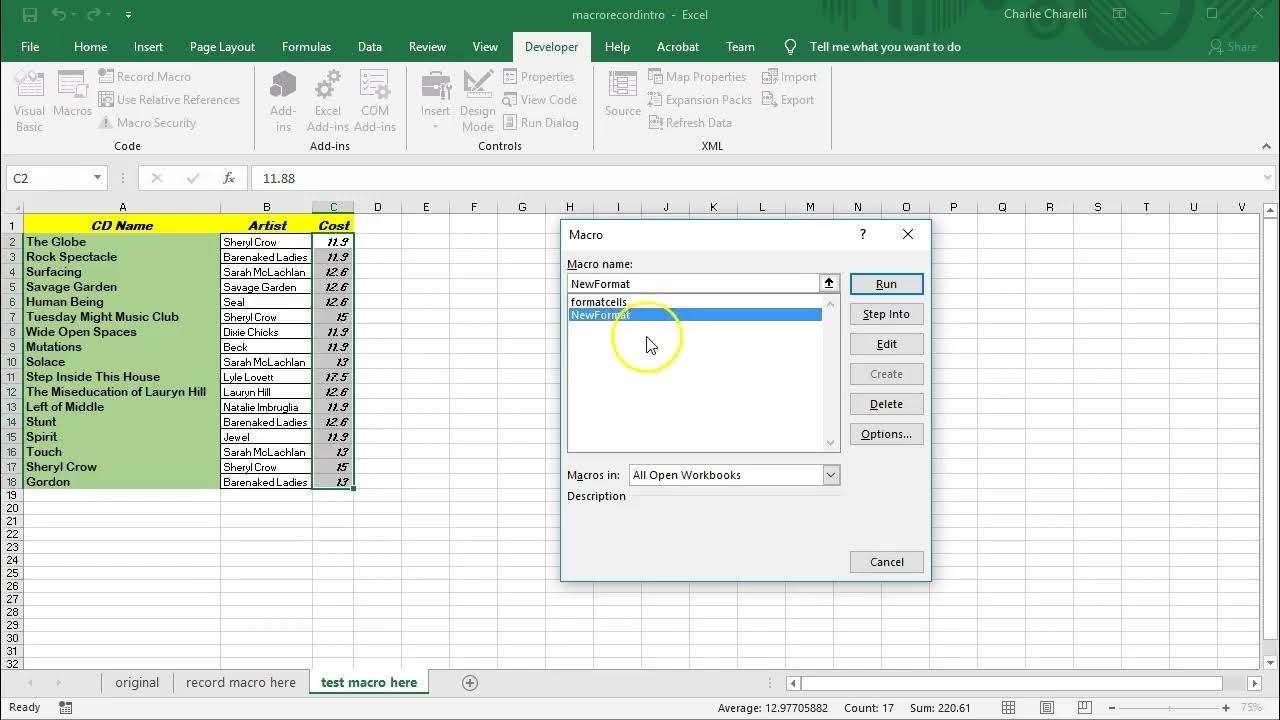 Using the EXCEL Macro Recorder - YouTube