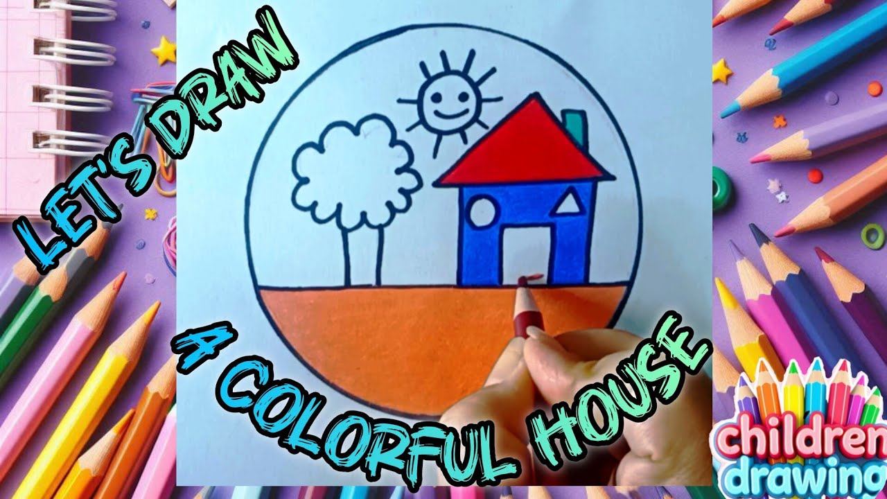 How to draw colorful house _step by Step Video Lesson 🎨💒 - YouTube