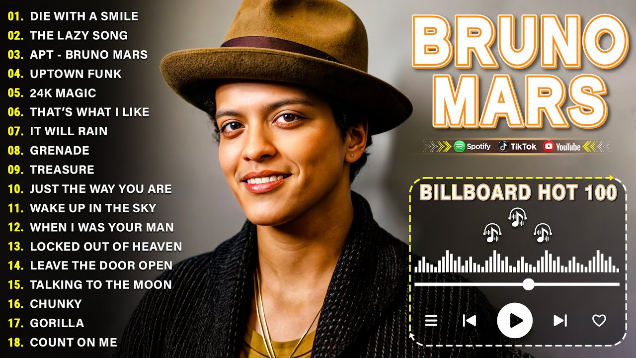Bruno Mars Pop Music 2025 🌟 The Best Top Songs Of Bruno Mars 💚 Billboard Top 50 This Week - YouTube