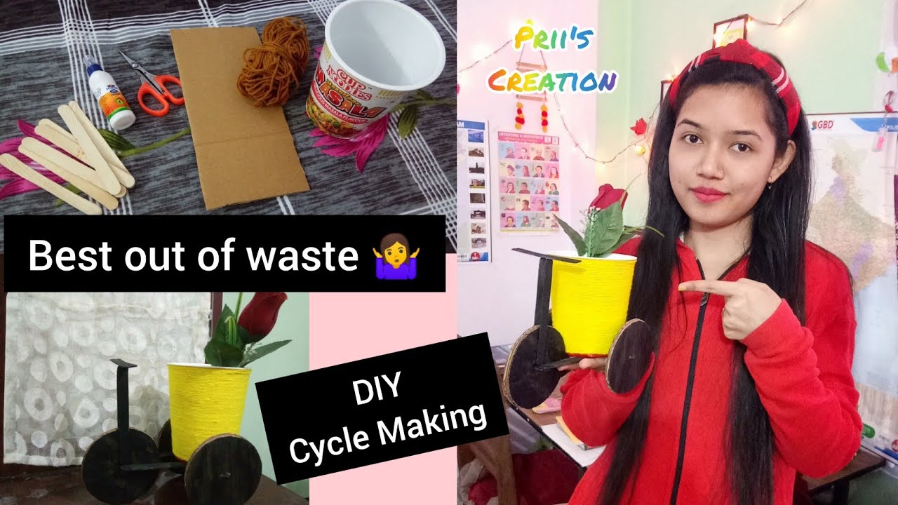 How to make a cycle || DIY || Cycle making || Cycle pen stand ...