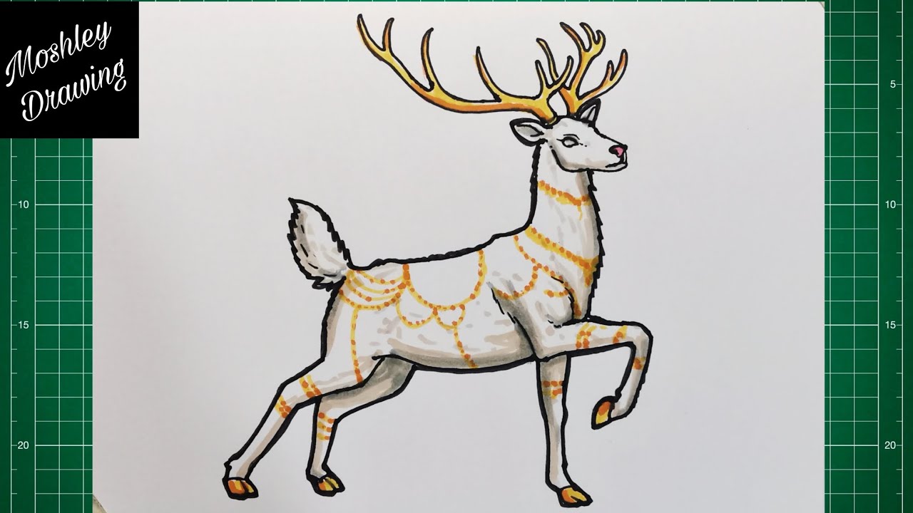 How to Draw a Mythical White Stag - Mythical Creature Drawing - YouTube