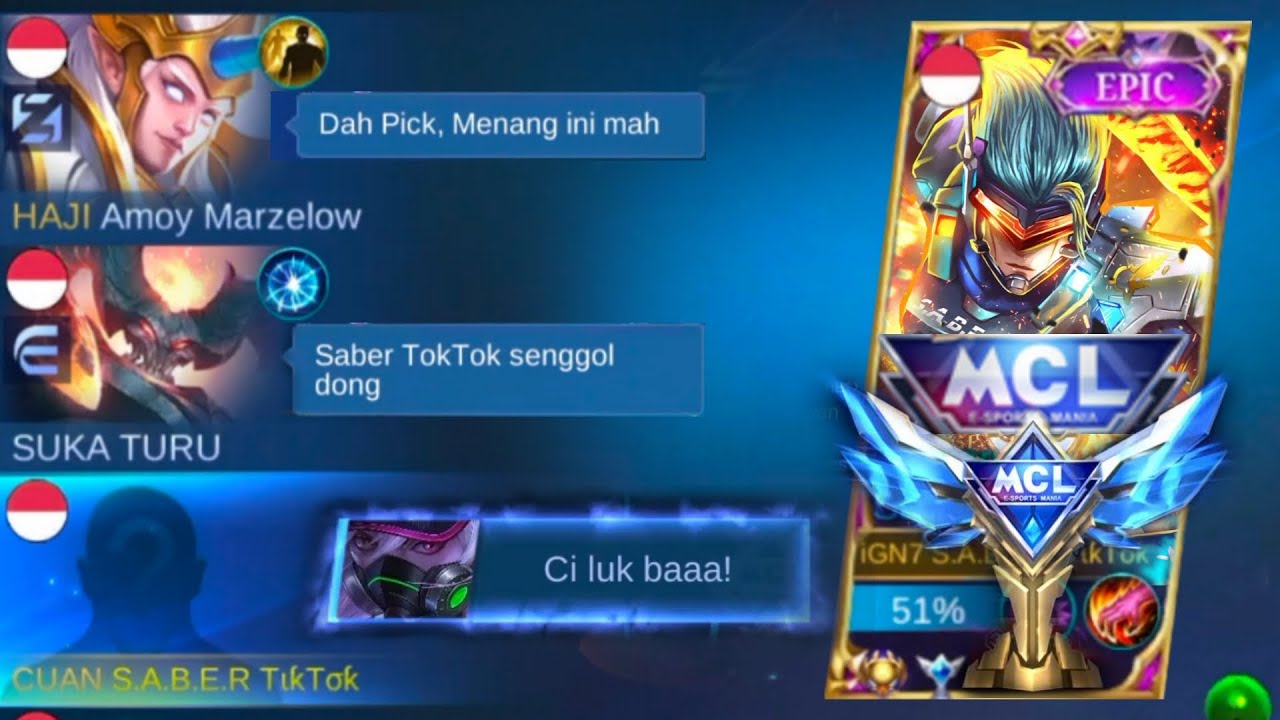 TOP 1 SABER DIPAKSA MAIN DI MCL | TOP 1 SABER ONE SHOT BUILD | Mobile ...