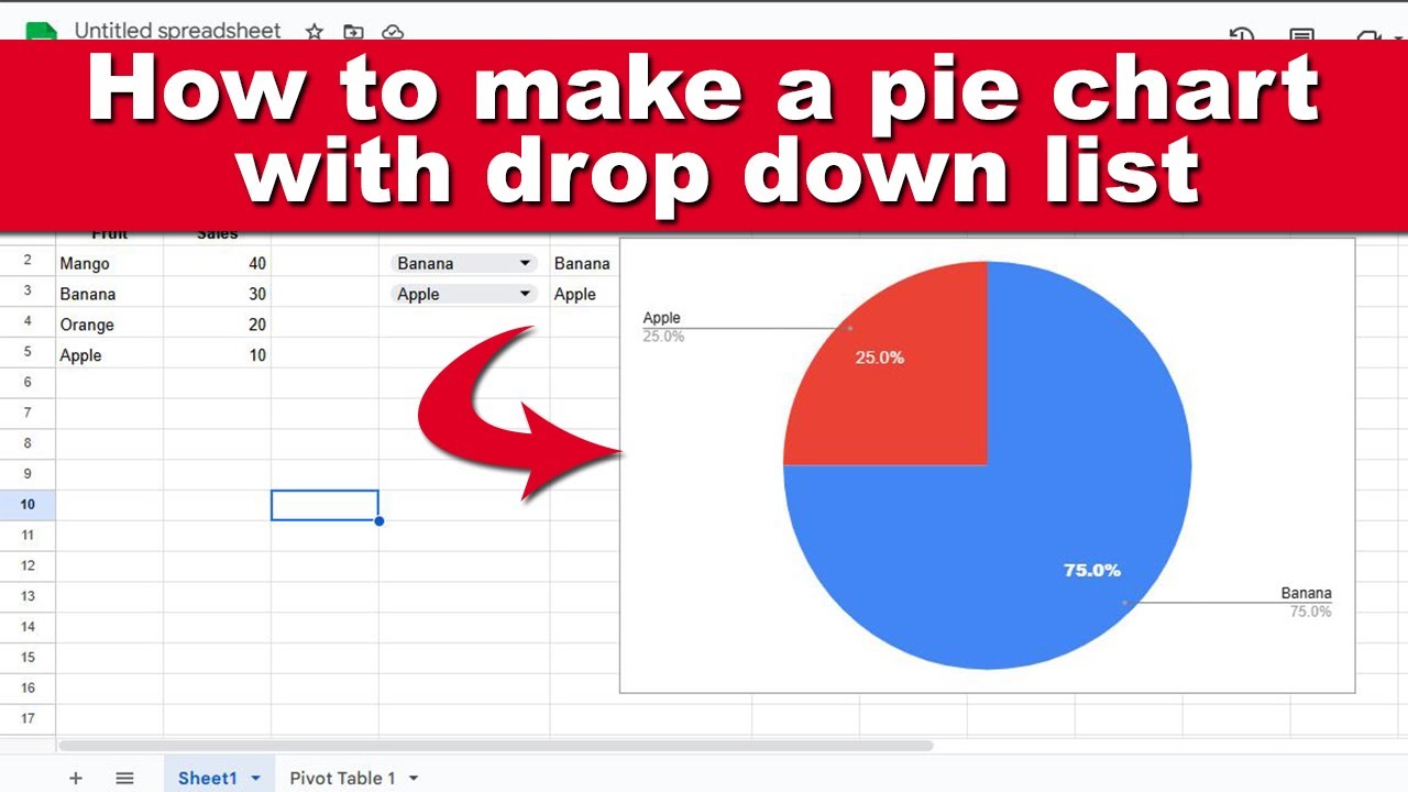 how to make a pie chart in google sheets with drop down list - YouTube
