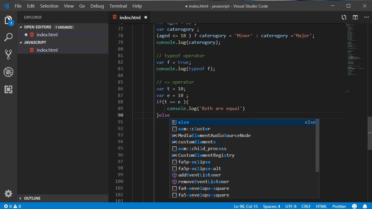 22 equlent operator in javascript - YouTube