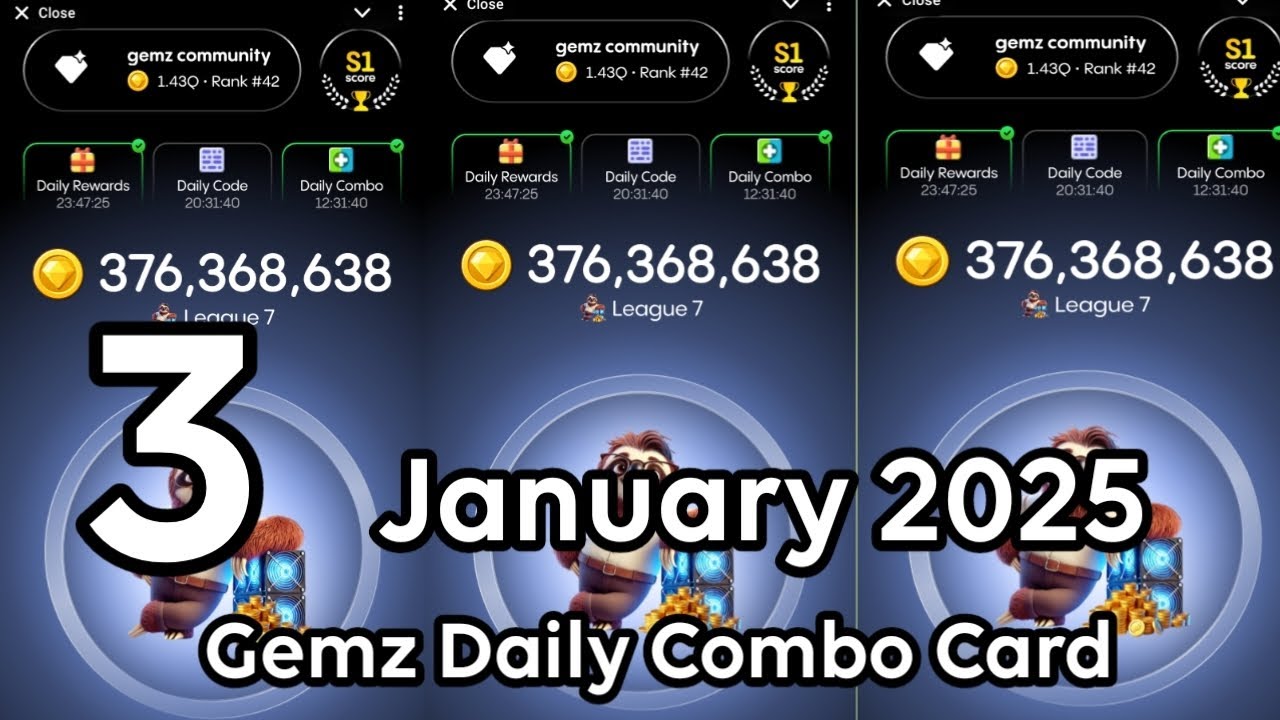 Gemz Daily Combo Card today|| Today Combo card Gemz Daily Combo Card 3 ...