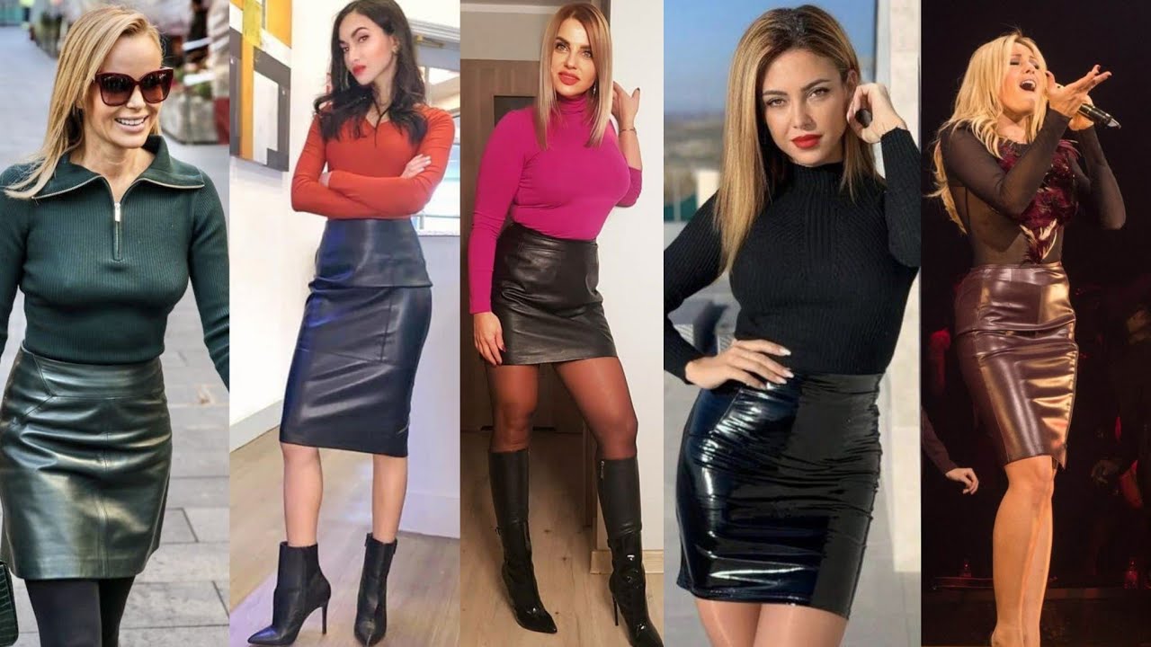 Gorgeous ladies over 50 in Beautiful leather short mini skirts outfits and dresses - YouTube
