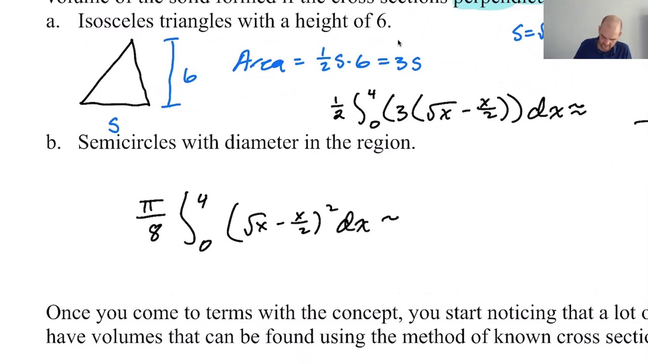 Volumes with Known Cross Sections with Calculus, pg 3, pt 2 - YouTube