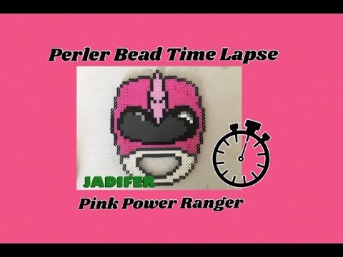 Perler Bead Pink Power Ranger (time lapse) - YouTube