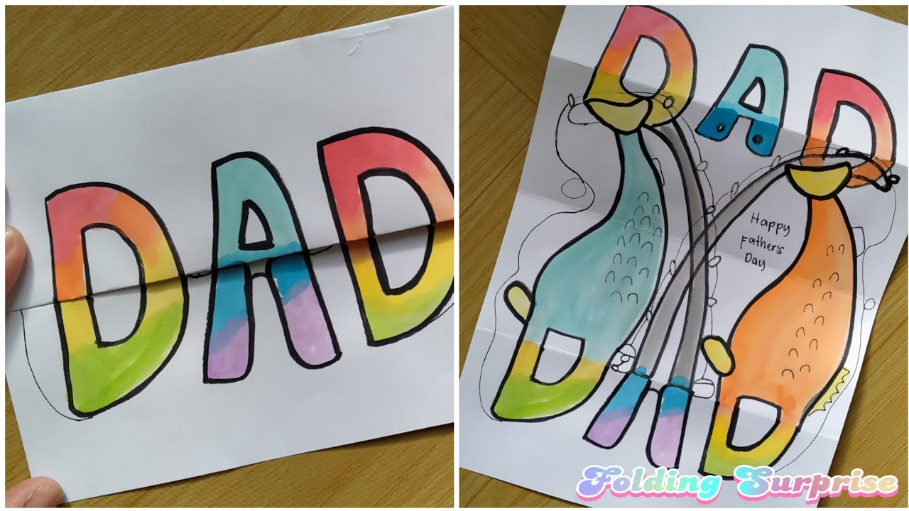 How to draw a FATHER'S DAY -Folding Surprise - YouTube