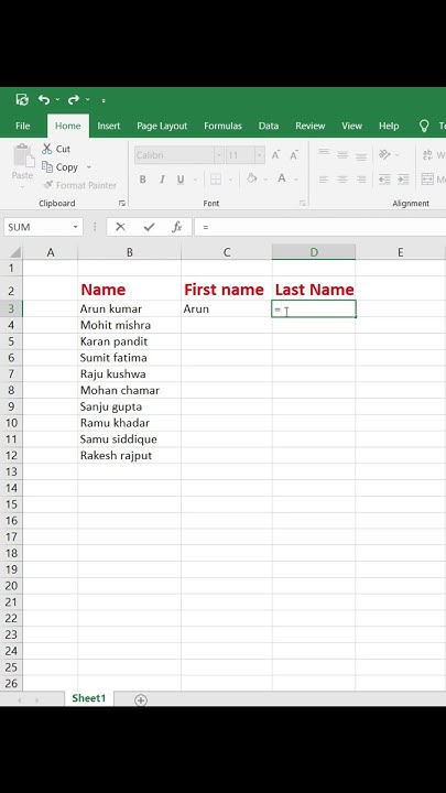 Excel Trick First name aur Last name ko kaise alag karen @prabhatcomputeracademy - YouTube