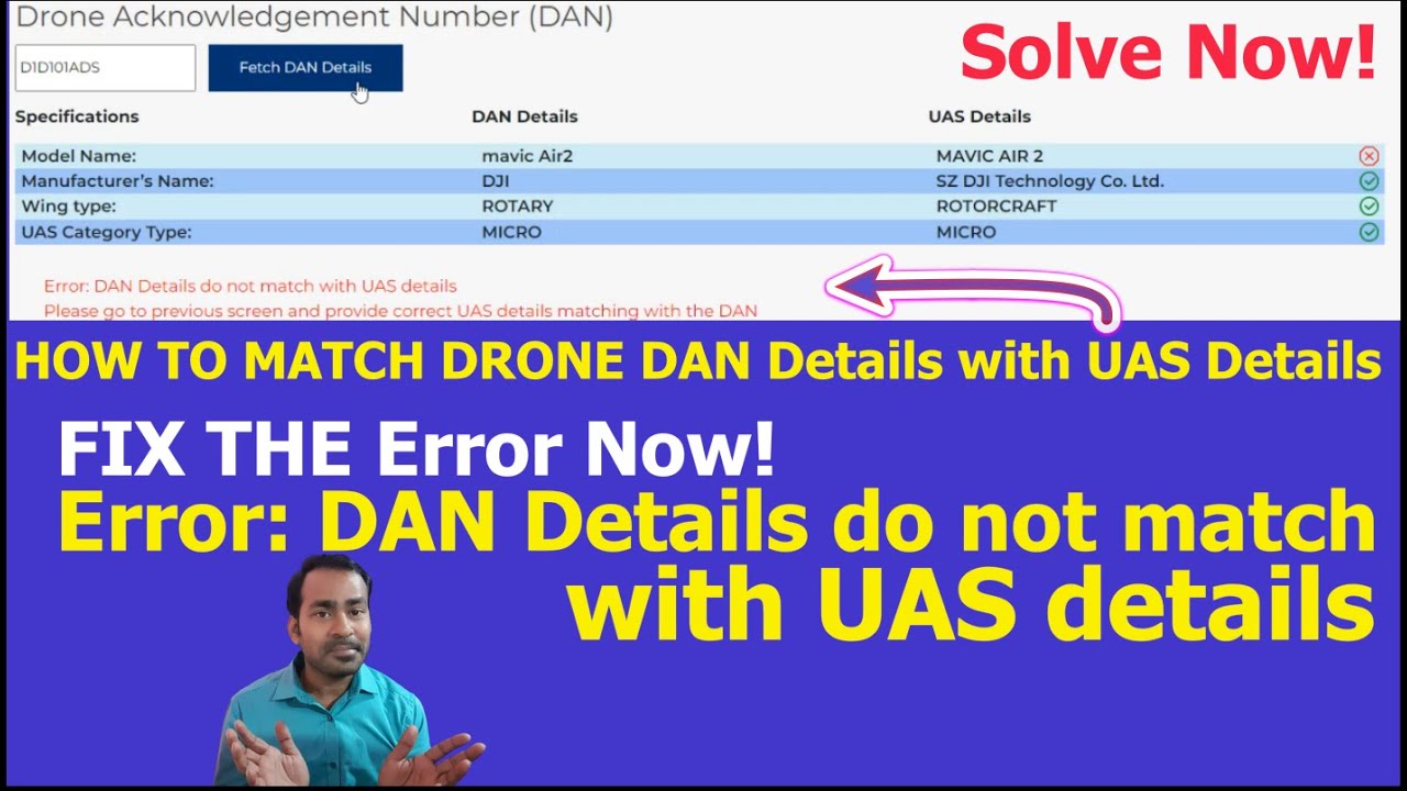 how to solve the dan and uas matching | How to fix the error DRONE DAN ...