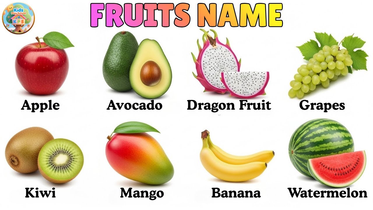 🍊 100 Fruits Name in English for Kids | Learn Fruits Vocabulary ...