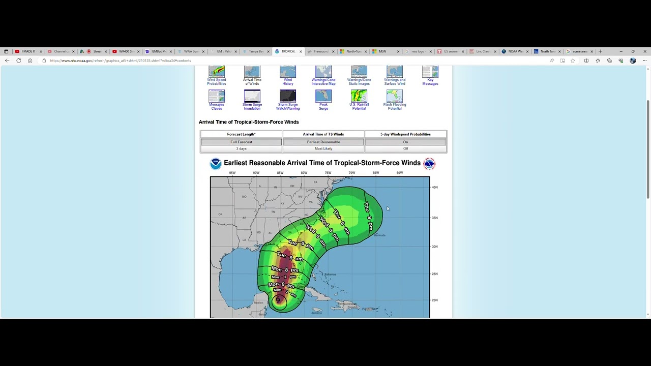 HURRICANE WATCH, STORM SURGE WATCH AND A TROPICAL STORM WATCH IS IN A ...