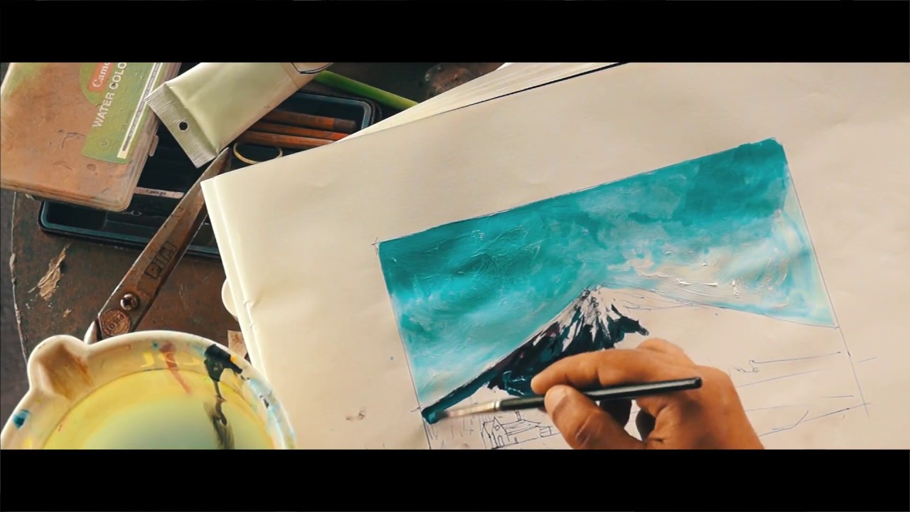 PAINTING TUTORIAL ACRYLIC FOR BEGINNERS MOUNT FUJI JAPAN || EASY ...