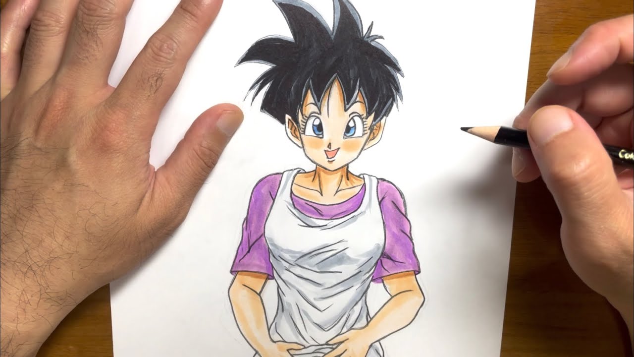 DRAGON BALL Videl drawing illustration making ドラゴンボール ビーデル 描いてみた - YouTube