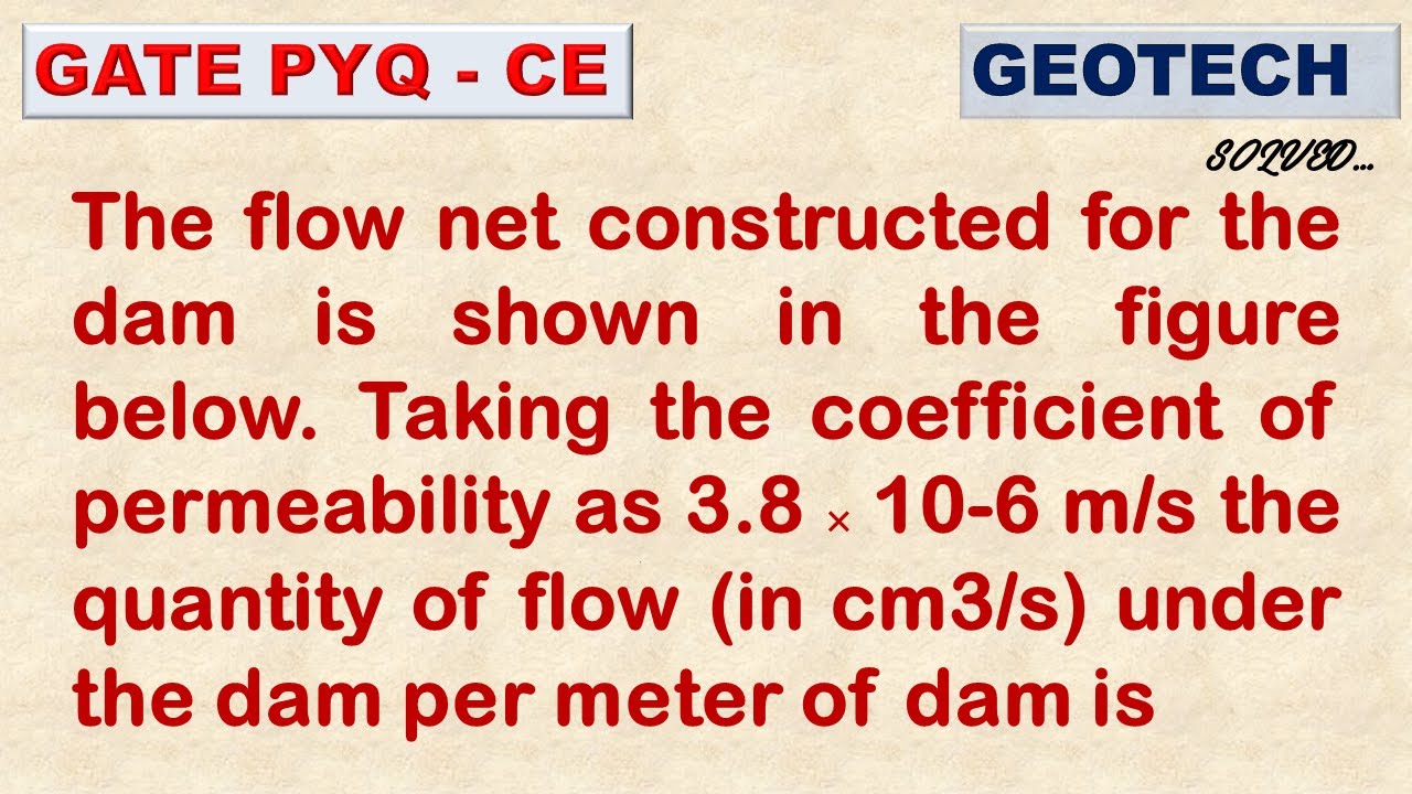 The flow net constructed for the dam is shown in the figure below ...
