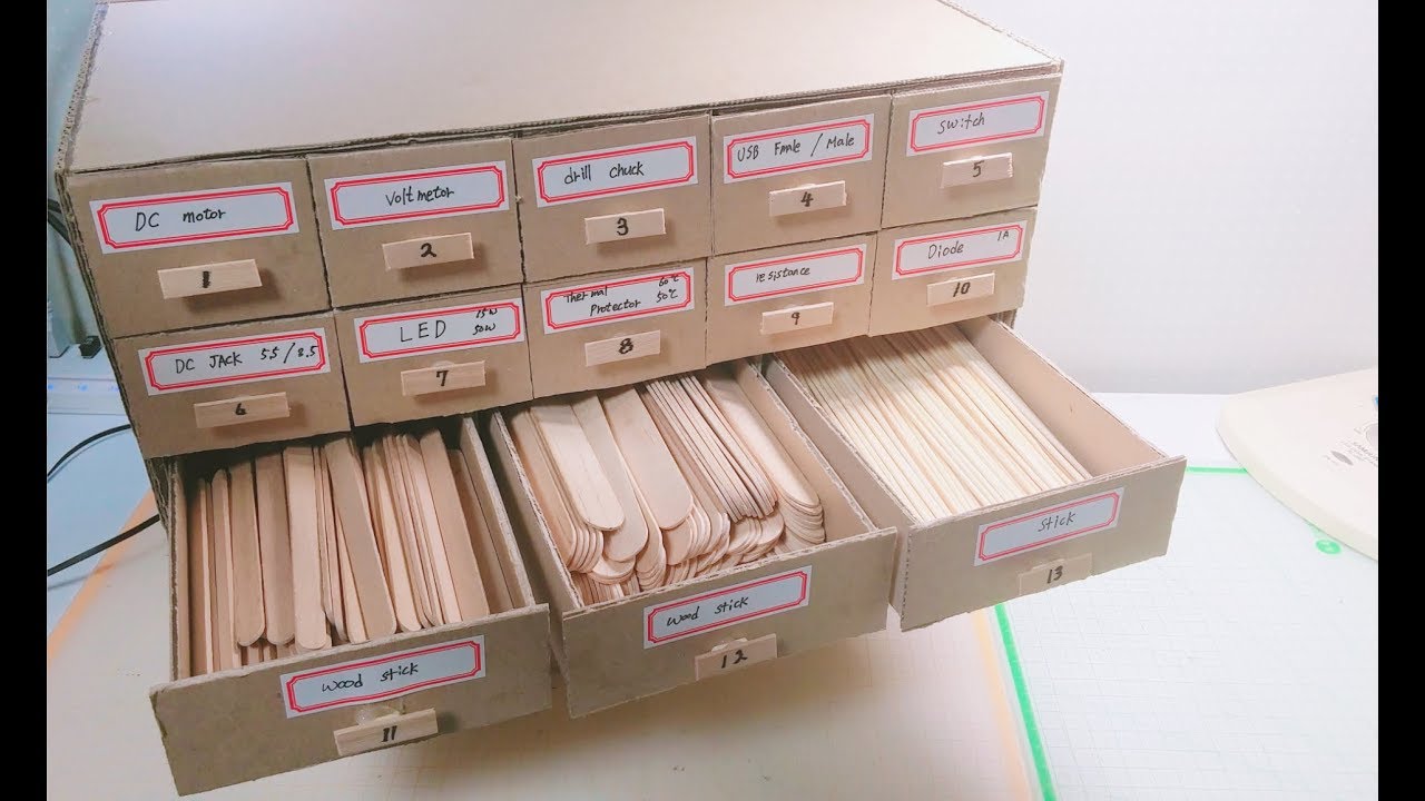DIY How to Make Drawer Parts Organizer from Cardboard. - YouTube