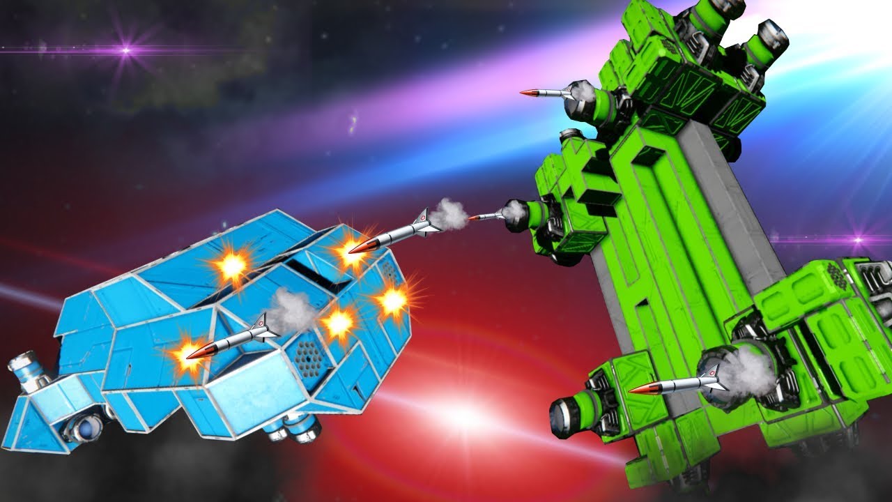 SPACE SHIP BUILDING & BATTLE CHALLENGE!? (Space Engineers Multiplayer ...