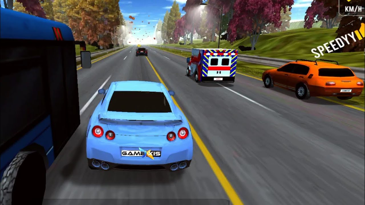 blue car racing game in the main road the best game... - YouTube