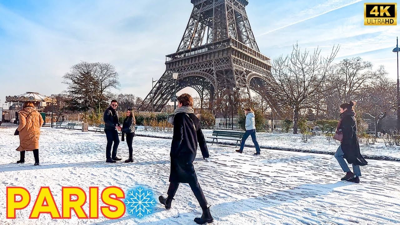Paris, France 🇫🇷 - Eiffel Tower Snow ️ January 2024 | Paris Snow 4K ...