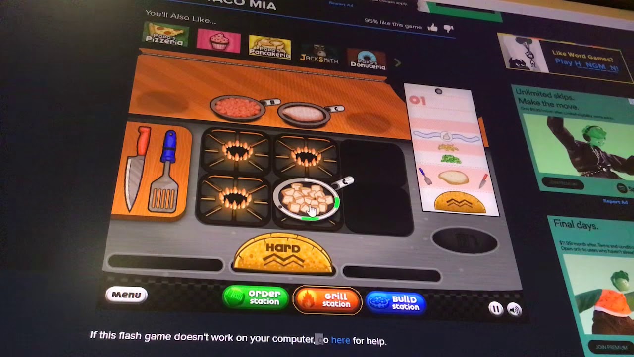 Playing taco Mia on cool math games - YouTube