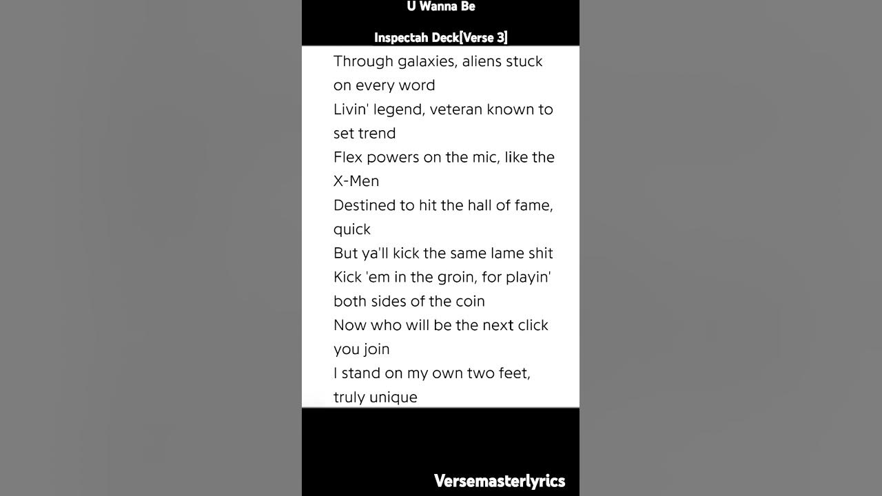 U Wanna Be Inspectah Deck [Verse 3] #hiphop #rap #lyrics #verse # ...