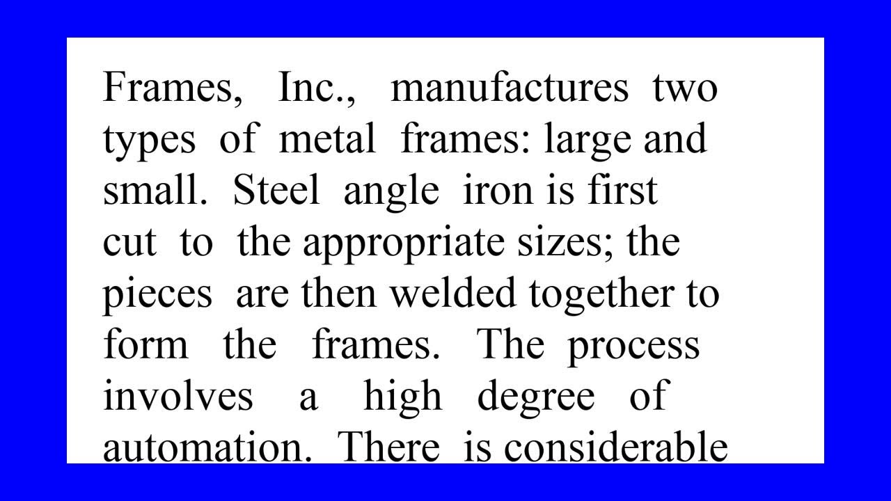 Frames Inc manufactures two types of metal frames large and small Steel ...