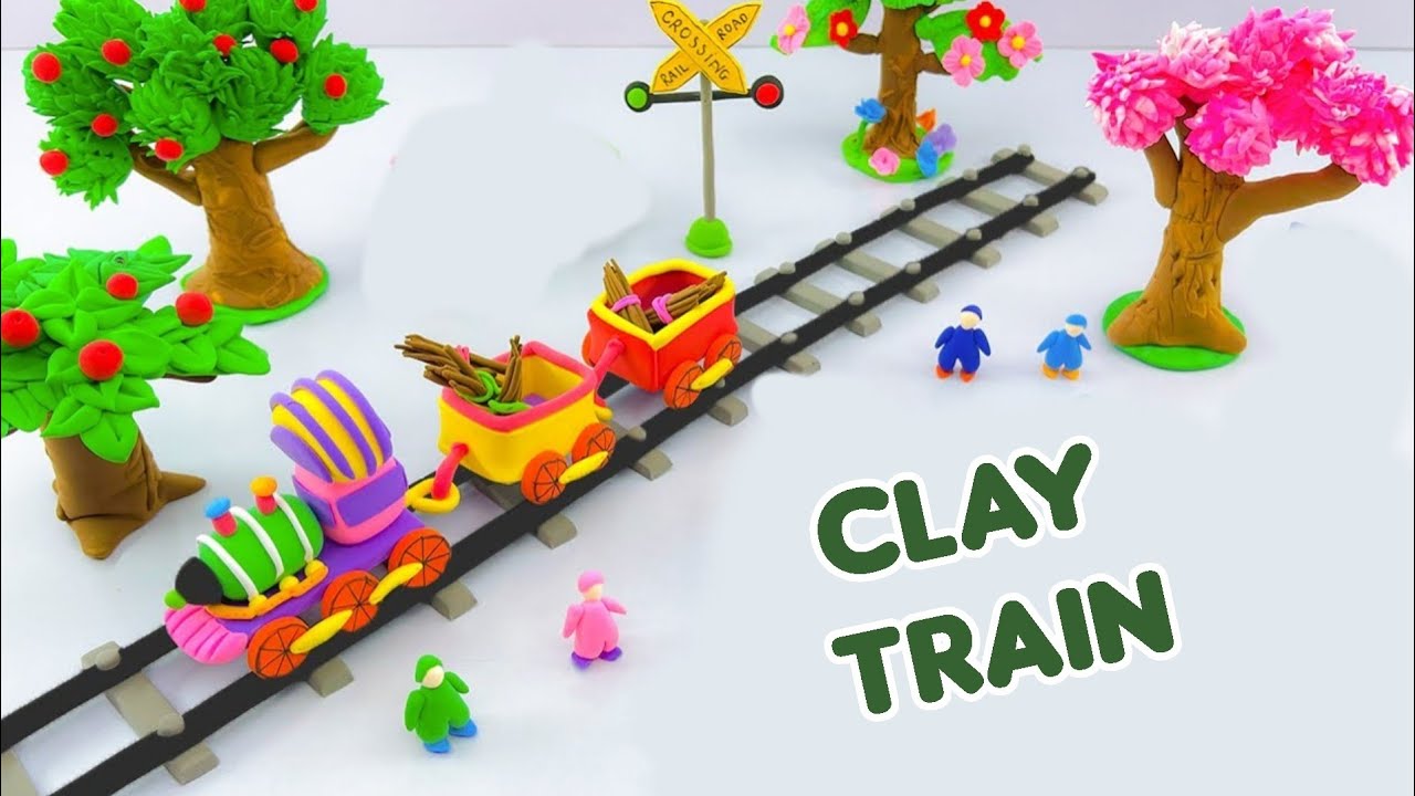 how to make polymer clay train miniature diy - YouTube