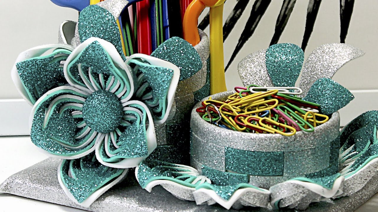 Easy Organizer Ideas with paper and Glitter Foam - YouTube