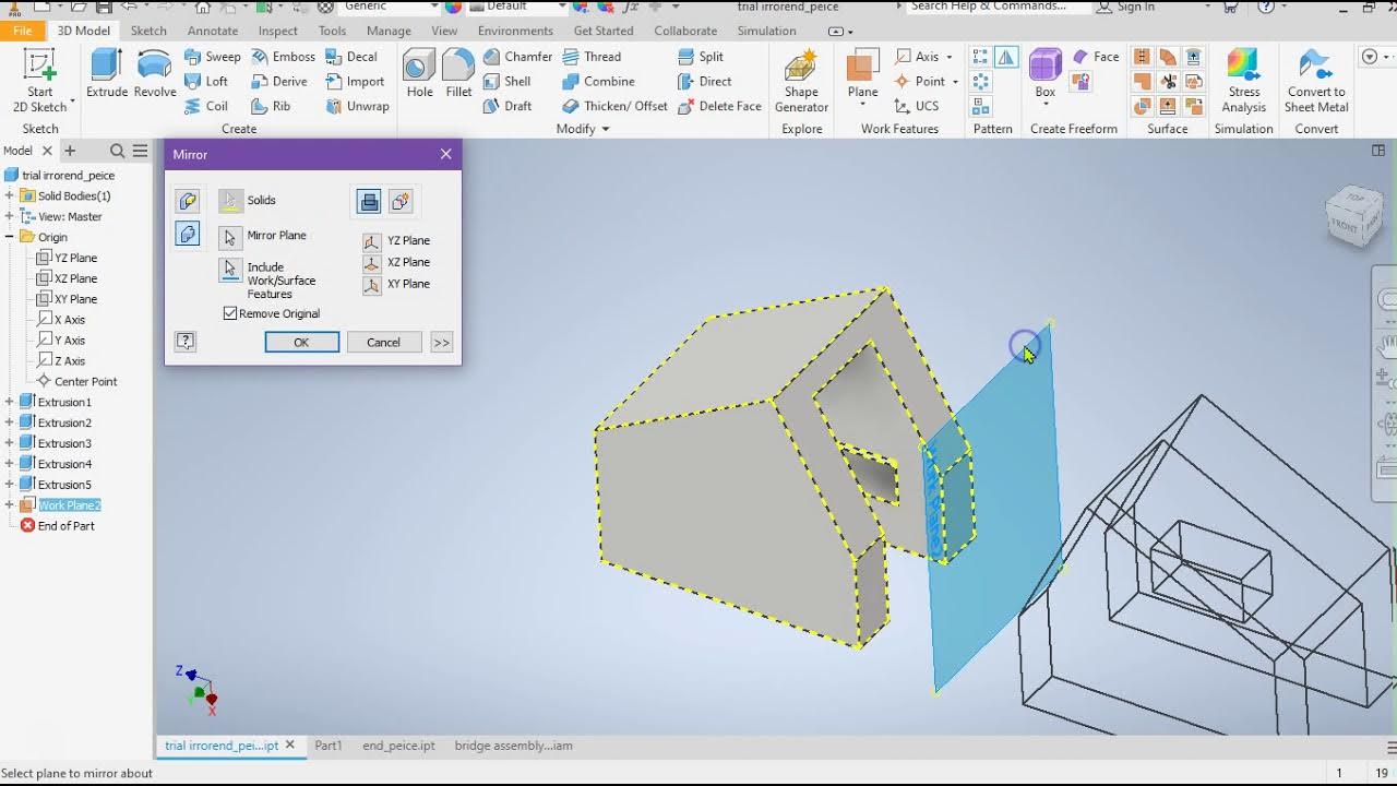 Autodesk Inventor 2020 Mirroring a part - YouTube