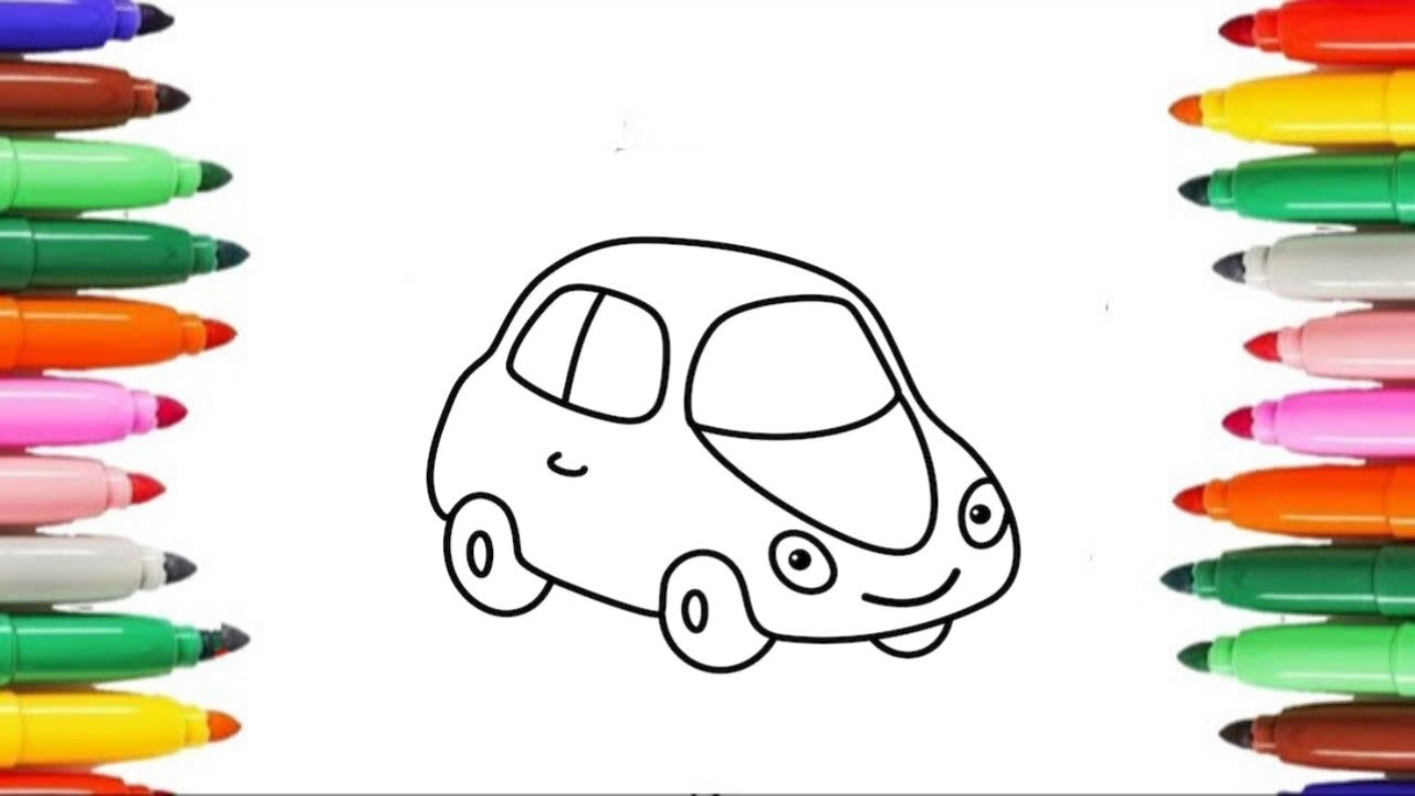 Car Drawing, painting and Coloring for Kids and Toddlers l Car Drawing ...
