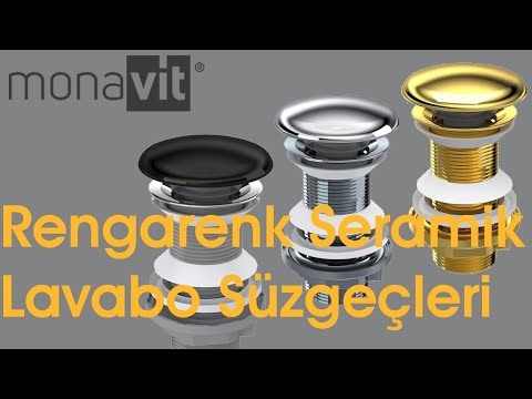 Monavit Seramik Kapaklı Bas Aç(Klik Klack) Lavabo Süzgeci