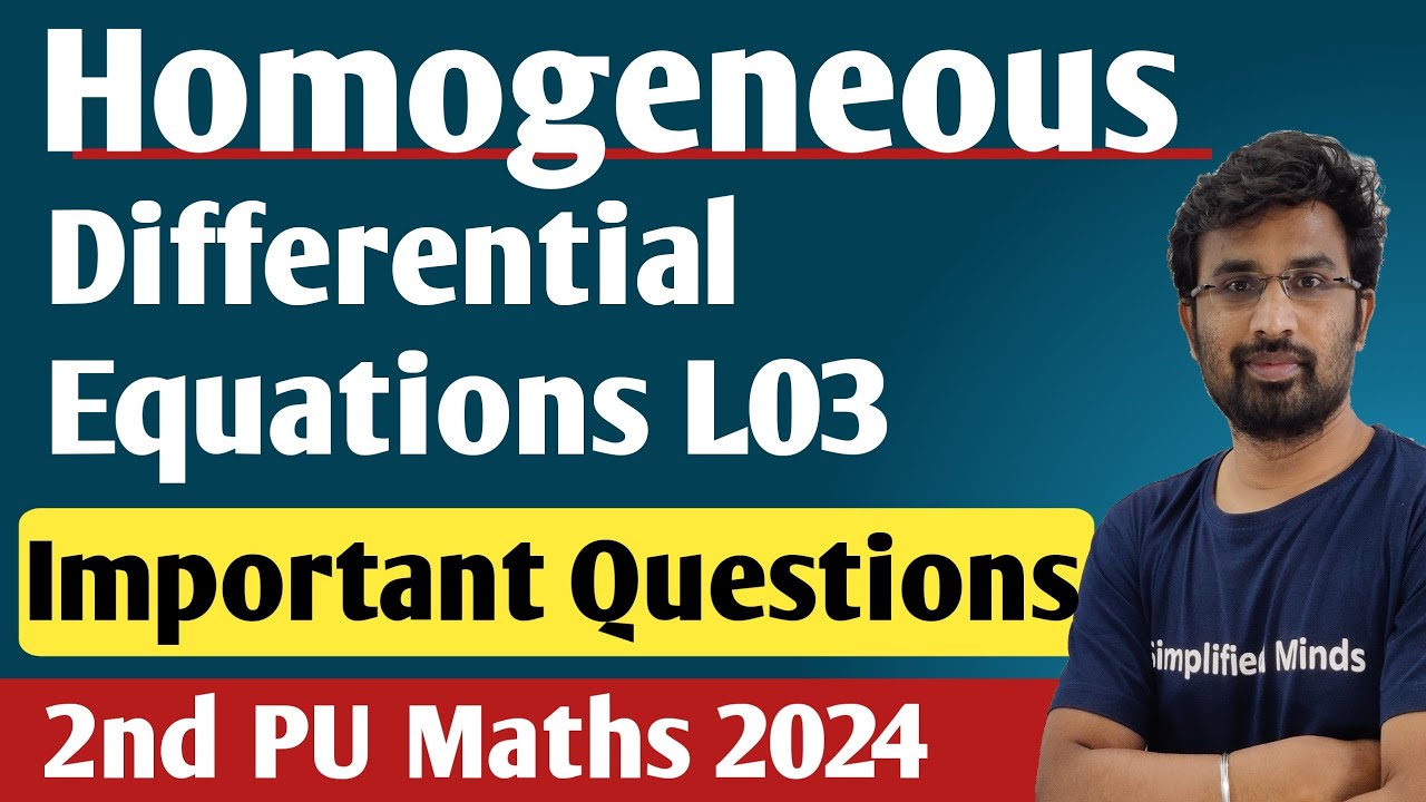 Homogeneous Differential Equations | Important Question | 2nd PUC ...