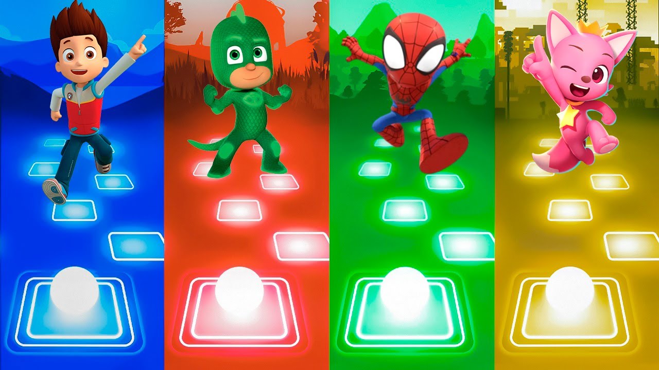 Paw Patrol - Pj Masks - Spidey - Pinkfong | Tiles Hop EDM Rush! - YouTube