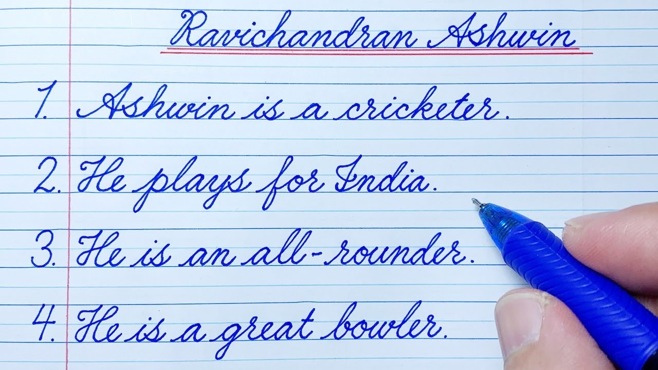 How to write in Cursive Writing | 10 Lines Essay on Ashwin | Cursive ...