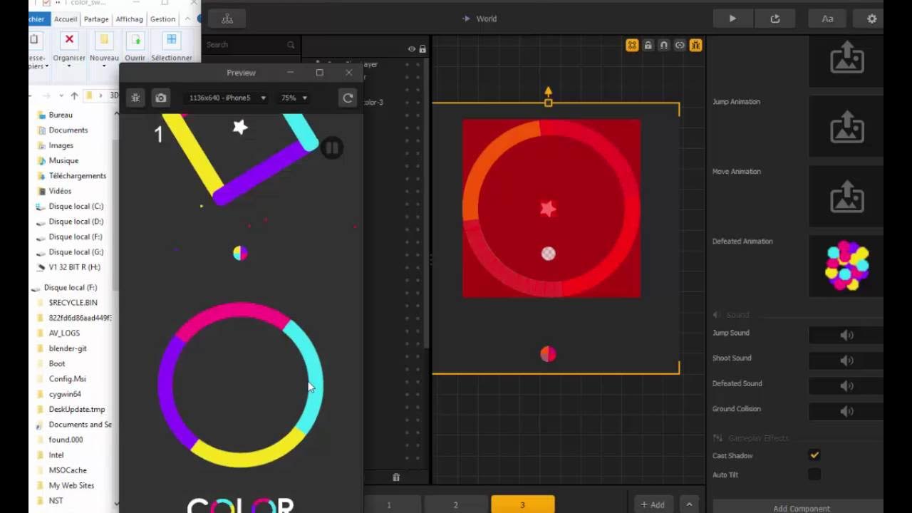 setting up the defeated animation-creating color switch with buildbox part 6 - YouTube