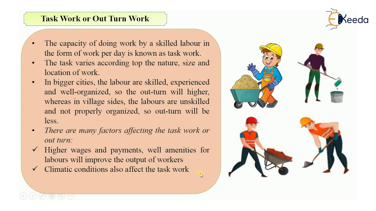 Task Work or Out Turn Work - Specifications and Rate Analysis - YouTube