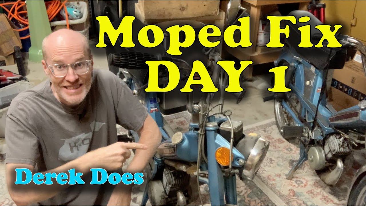Moped restoration, day one on Derek Does. - YouTube