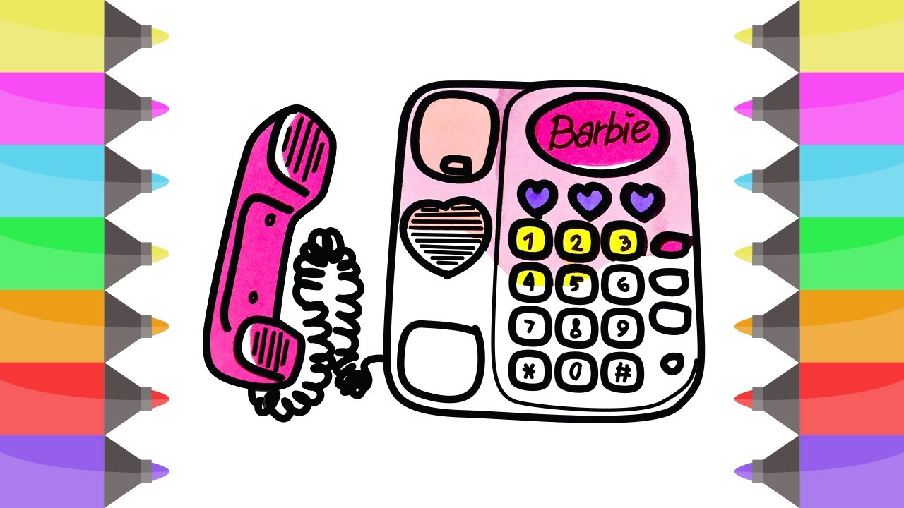How to Draw Cute Barbie Phone Toy | Coloring Pages for Girls | Cute Art ...
