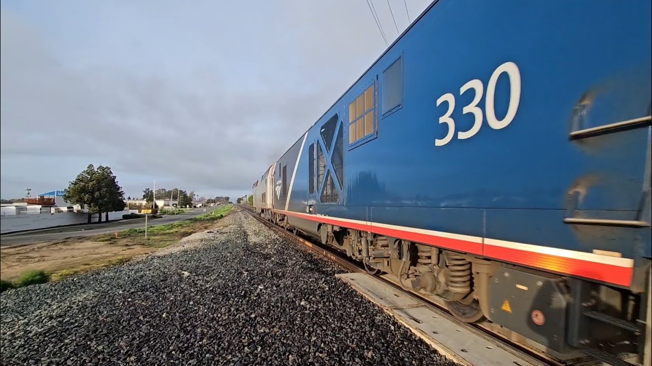 Amtrak 11 with an FRA car!! Union Pacific&Amtrak trains @ Sunset Avenue ...