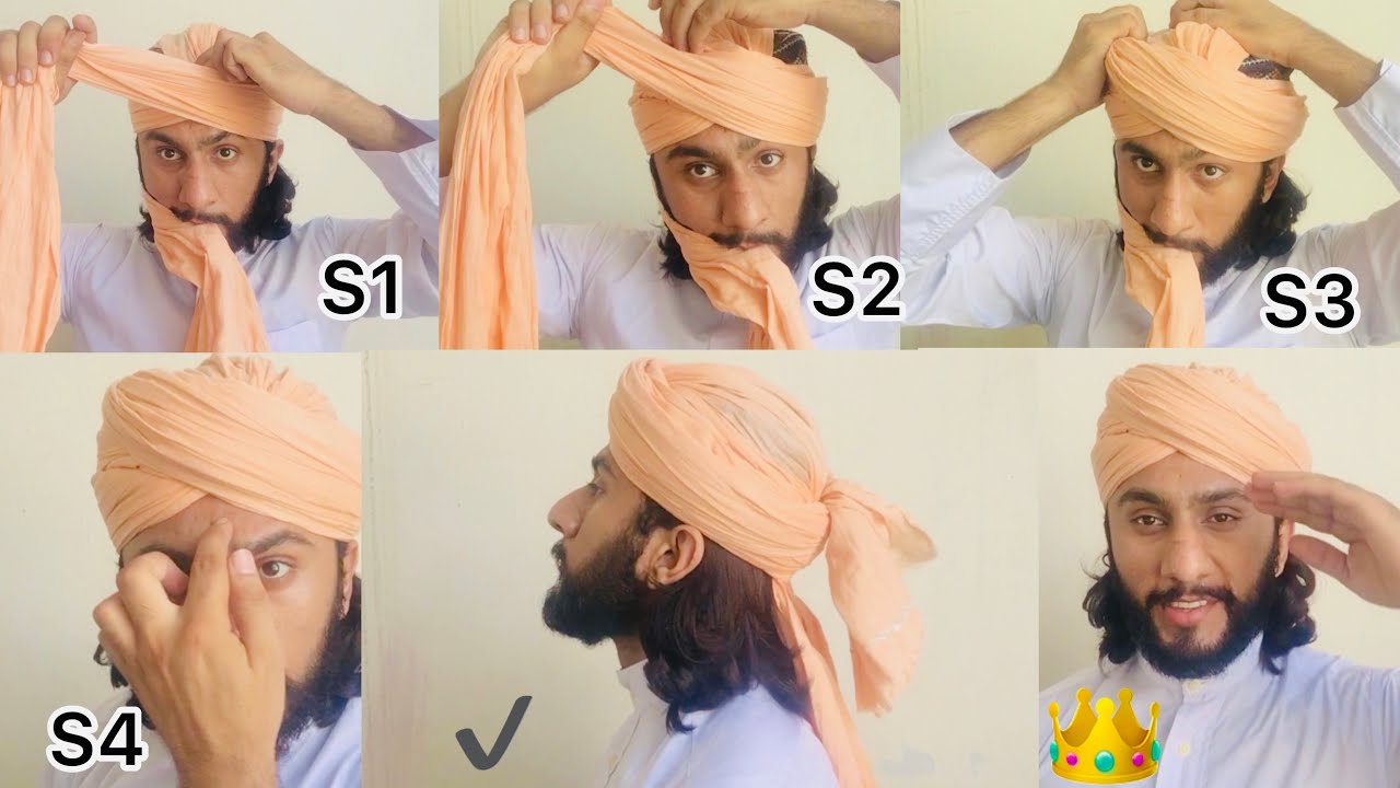 How to tie Noshahi Colour Amamah turban | Amamah sharif tutorial ...