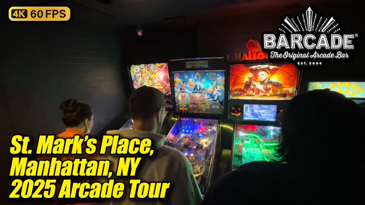Barcade arcade tour @ St. Mark's Place (Manhattan NY), new March 2025 full 4K walkthrough - YouTube