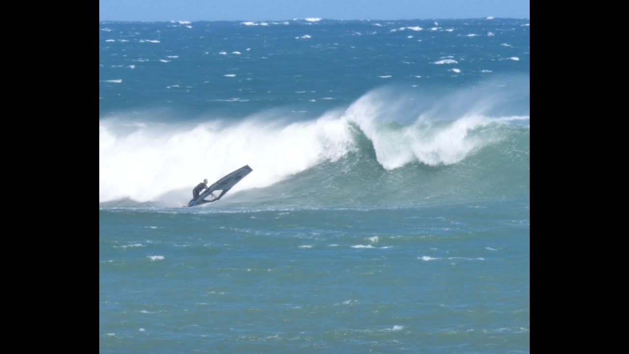 Windsurfing on 3.7m sails with big waves, Taranaki, New Zealand - YouTube