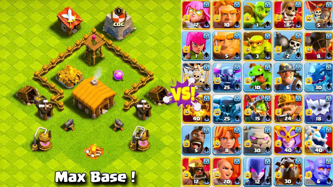 Max - Town Hall 2 vs Max Normal and Super Troops ! 🤪 ( Part 1 ) - Clash ...