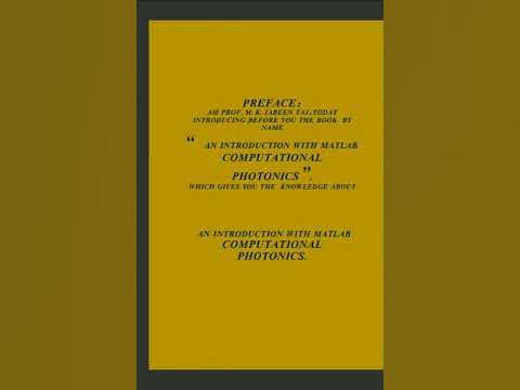 JABEN INDIA,#INTRODUCING BOOK "AN INTRODUCTION WITH MATLAB COMPUTATIONAL PHOTONICS". - YouTube
