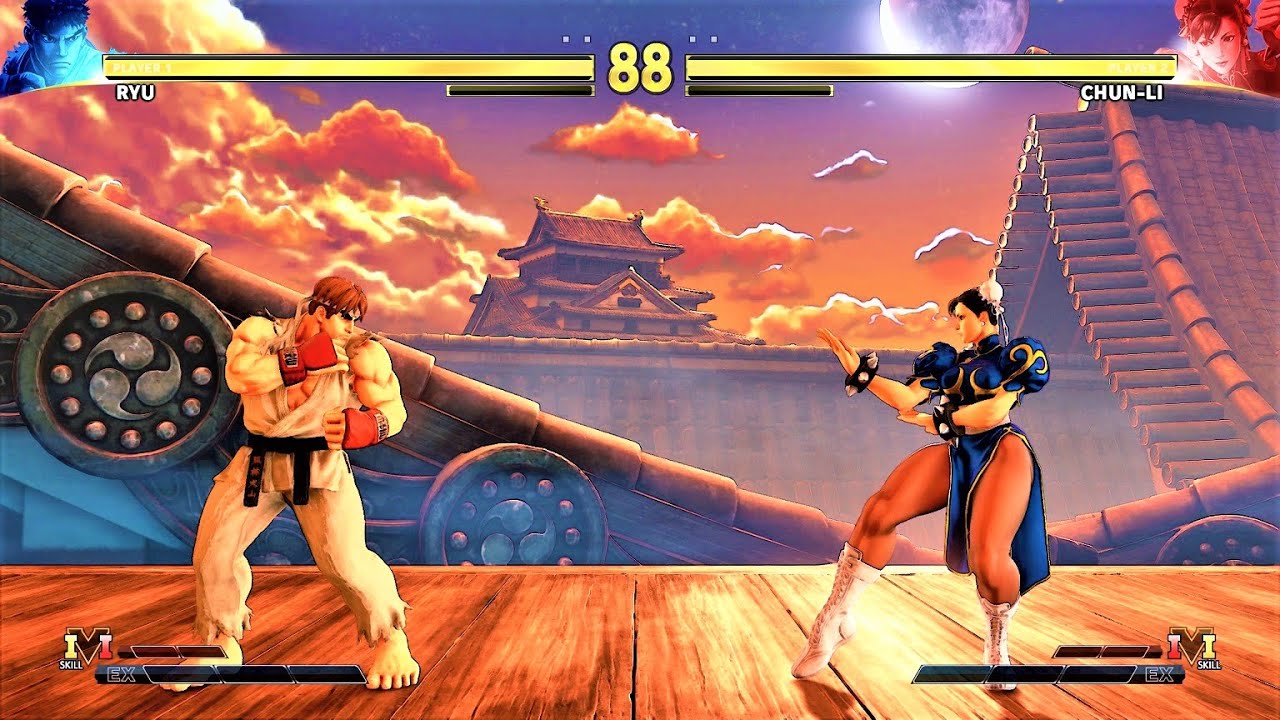 Ryu vs Chun-Li (level 8 AI) - STREET FIGHTER V Battle Match - YouTube