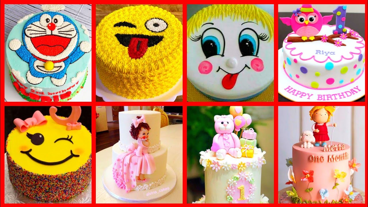 Cartoon face cake design //Birthday Cake design for children Happy ...